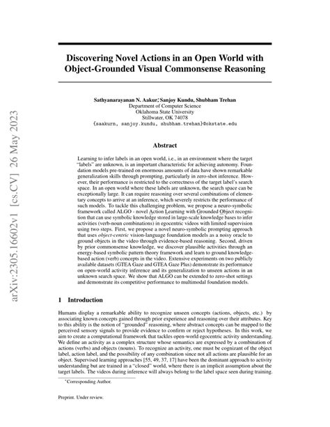 Pdf Discovering Novel Actions In An Open World With Object Grounded