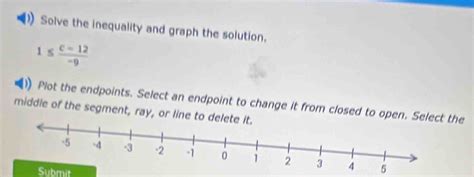 Solved Solve The Inequality And Graph The Solution 1≤ C 12 9 Plot