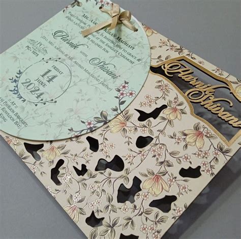 Laser Cut Wooden Marriage Invitation Card 1075PC Jimit Card