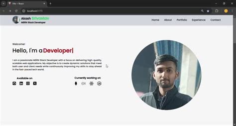 Reactjs Portfoliobuilding Webdevelopment Tailwindcss Learningjourney Akash Srivastav