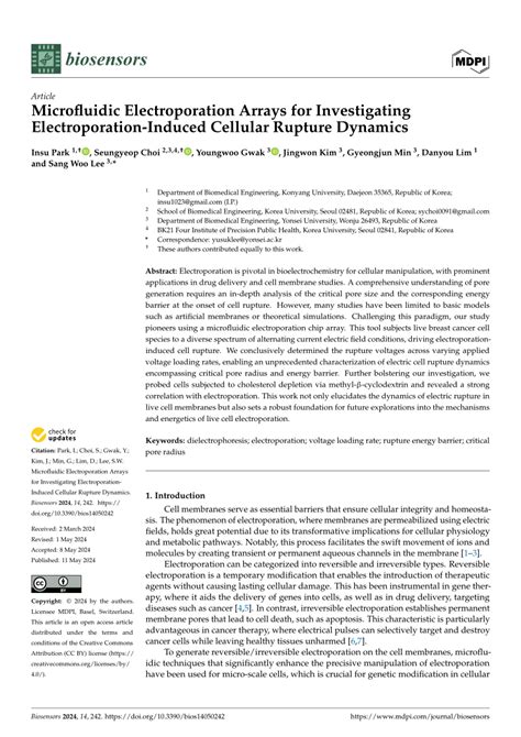 Pdf Microfluidic Electroporation Arrays For Investigating