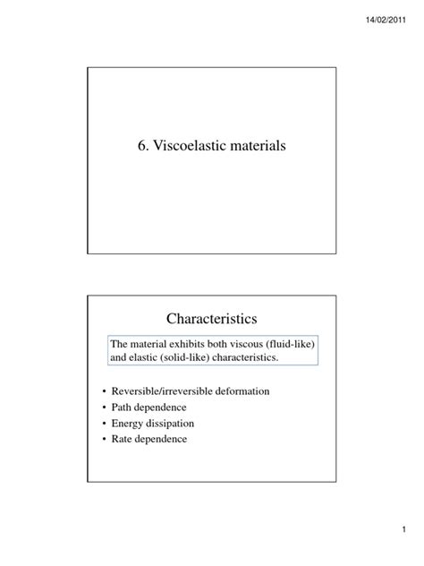 Lectures Week 8 Viscoelastic Materials Pdf Viscoelasticity Elasticity Physics