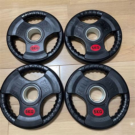 バーベルプレート 5kg×4枚 ラバー オリンピックシャフト Φ50mm ウエイトトレーニング