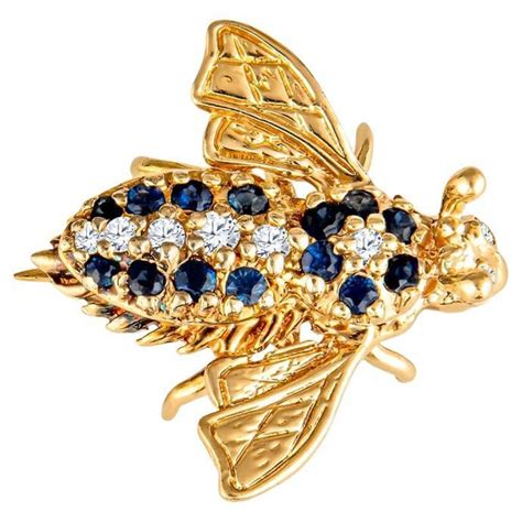 Sapphire And Diamond Bee Pin Brooch At 1stdibs