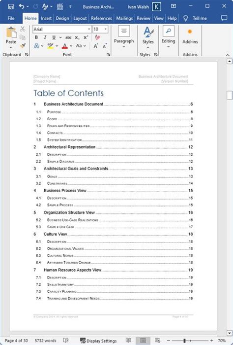 Business Architecture Document Ms Office Klariti Template Shop