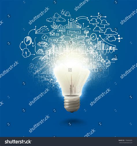 403 Conceptual image of electric bulb with business sketches 图片库存照片和矢量