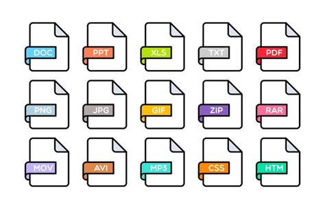 Iconos Planos De Formato De Archivo Vector Premium
