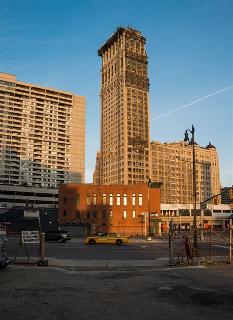 Street View Of Downtown Area Of Detroit In The United State Editorial