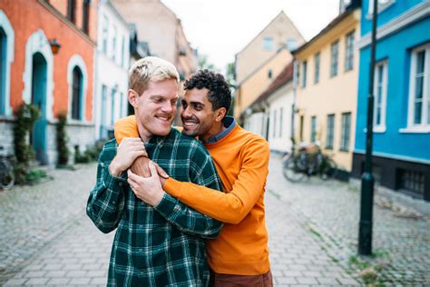 Gay Couple On City Break On Romantic Honeymoon Latino And Scandinavian