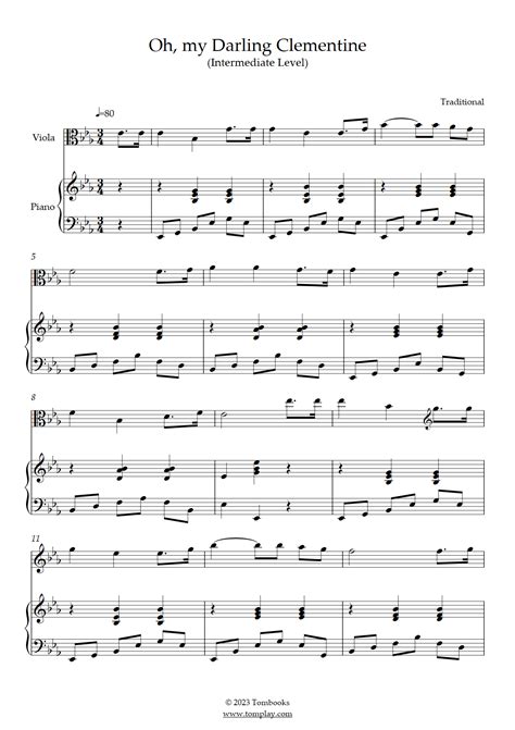 Oh My Darling Clementine Intermediate Level Traditional Viola