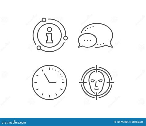 Face Detect Target Line Icon Head Recognition Sign Vector Stock