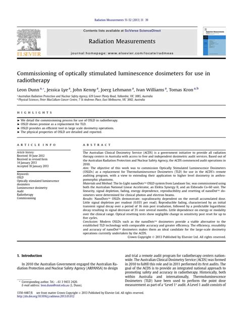 Osl Paper Pdf Dosimetry Absorbed Dose