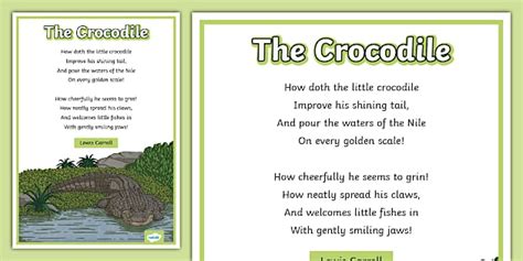 Lewis Carroll Poems The Crocodile Display Poster
