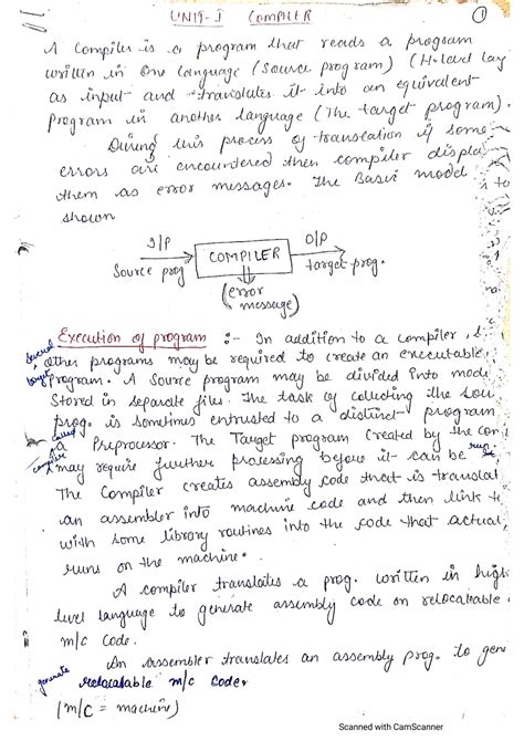 CD UNIT 1 Notes Compiler Design Studocu