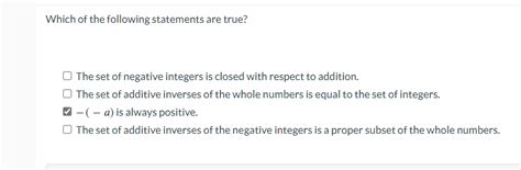 Solved Which Of The Following Statements Are True The Set