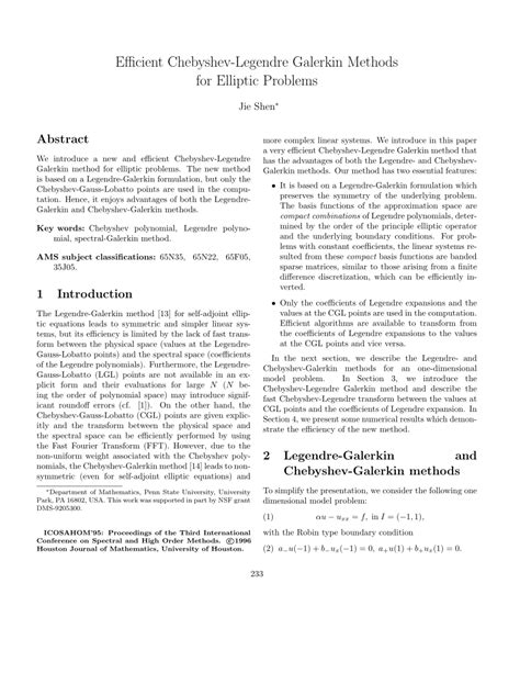 Pdf Efficient Chebyshev Legendre Galerkin Methods For Elliptic Problems