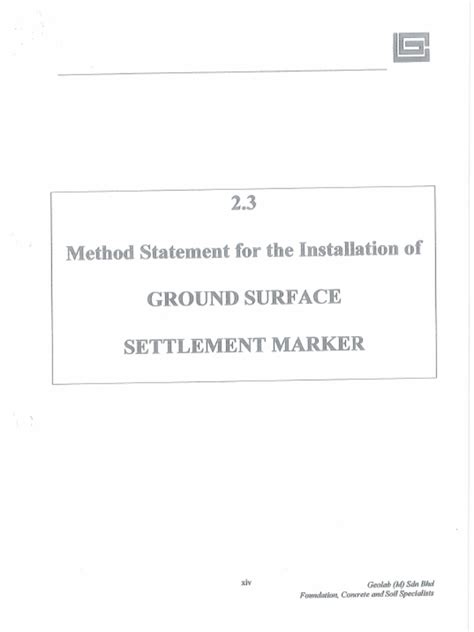 Method Statement Settlement Marker Pdf