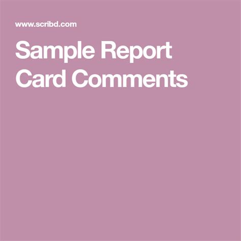 Sample Report Card Comments Report Card Comments Report Card Teacher Comments