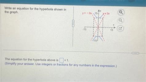 Solved Write An Equation For The Hyperbola Shown In The Chegg Com