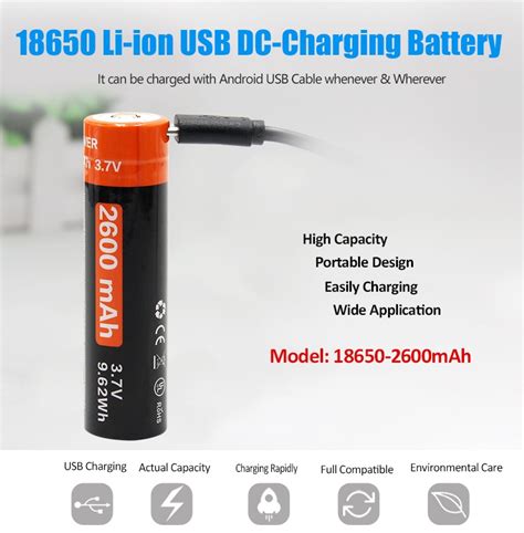 Doublepow 18650 37v 2600mah High Capacity Li Ion Battery Portable Usb