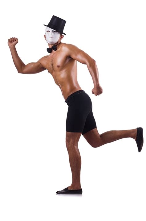 Naked Muscular Mime Isolated On White