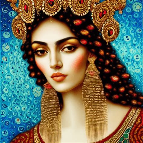 Closeup Portrait Of Beautiful Persian Queen · Creative Fabrica