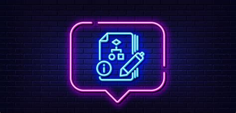 Documentation With Algorithm Line Icon Technical Instruction Sign Neon