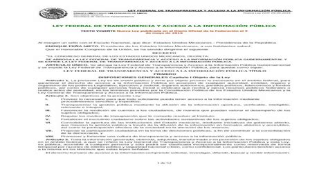 Ley Federal De Transparencia Y Acceso A La Información Archivos