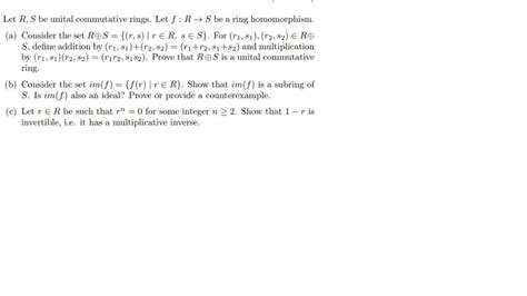 solved let r s be unital commutative rings let f r → s