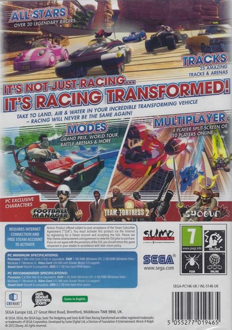 Sonic And All Stars Racing Transformed Cover Or Packaging Material