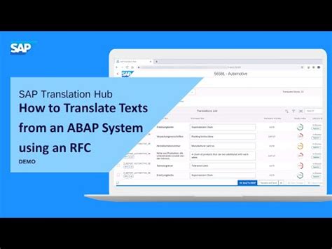 SAP Translation Hub How To Translate Texts From An ABAP System Using An RFC The World Management