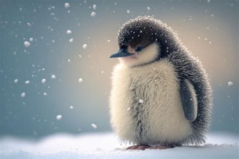Premium Ai Image Penguin Looking To The Side With Snow In The