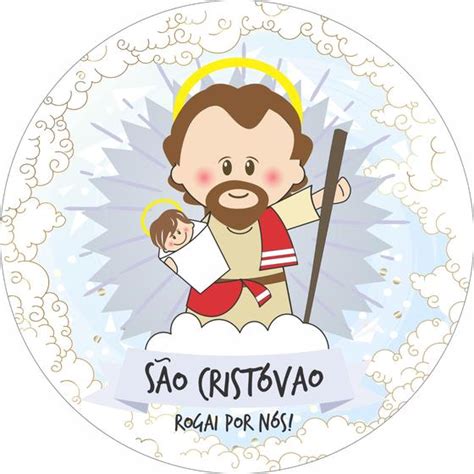 Painel De Lona Redondo Santinhos Católicos São Cristóvão Fabrika De