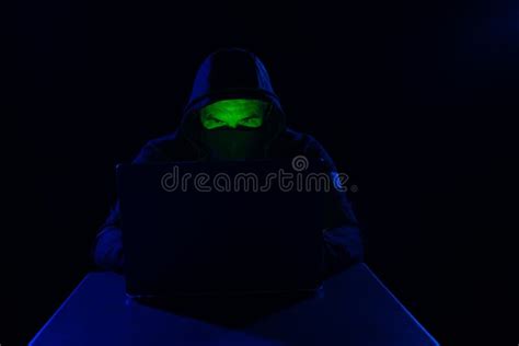 Cyber Hacker Digital Cyber Security Concept Hooded Hacker Behind