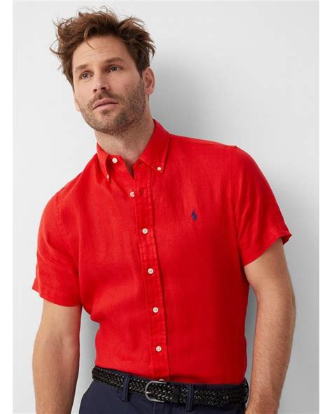 Polo Ralph Lauren Pure Linen Short In Red For Men Lyst