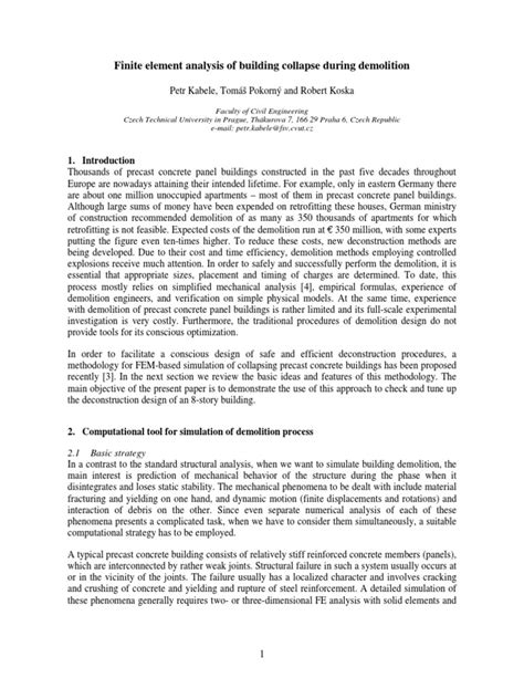 Pdf Finite Element Analysis Of Building Collapse During Demolition