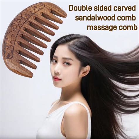 Jmbxsandalwood Massage Health Comb Double Sided Carved Comb Shopee