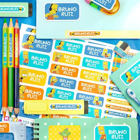 Etiquetas Escolares Para Imprimir Bart Simpsons Archivo Digital Pdf