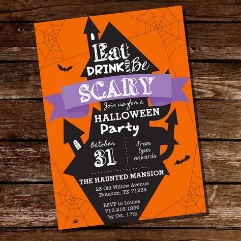 Halloween Costume Party Invitation Haunted House Party Trick Or