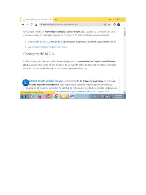 Movimiento Circular Uniforme Mcu Pdf