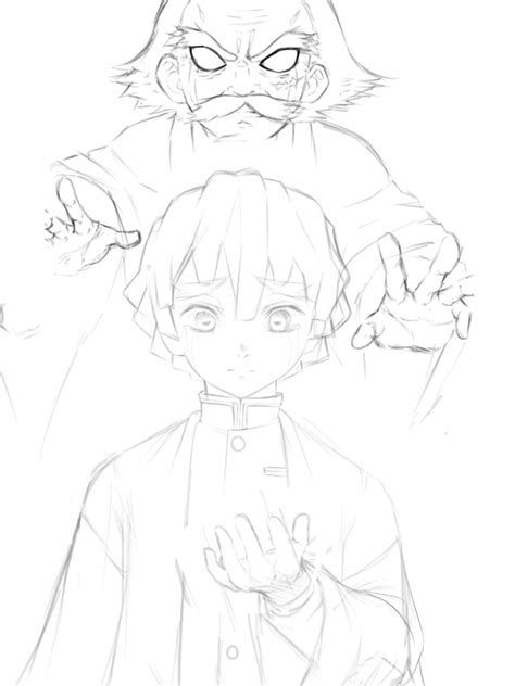 Drew Zenitsu Agatsuma And Jigoro Kuwajima Demon Slayer Kimetsu No