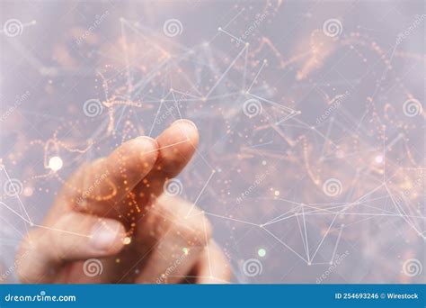 Businessman Hand Touching Network Lines Communication And Networking
