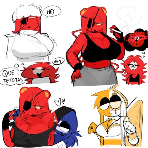 Rule 34 4girls Ailewzol Animal Ears Bear Ears Big Breasts Blue Body