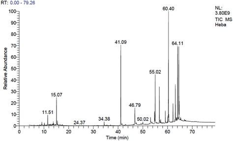 Gc Ms Chromatogram Of N Hexane Extract Of A Fraxinifolius Leaves