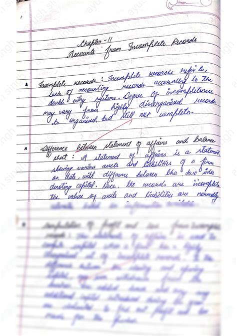 SOLUTION Handwritten Notes Class Accountancy Chapter Accounting From Incomplete Records