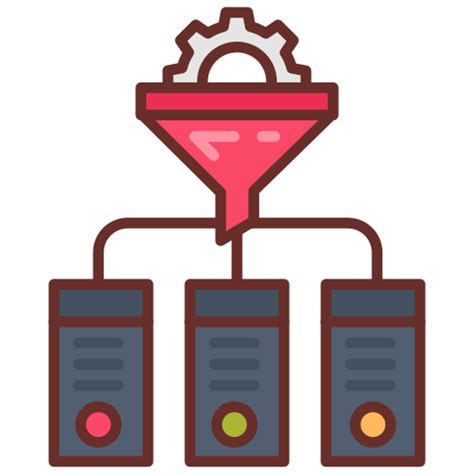 Data Extraction Filtration Funnel Bank Servers Storages Icon