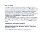 Merge Sort Algorithm Docx Merge Sort Algorithm A Sorting Technique Which Is Based On The