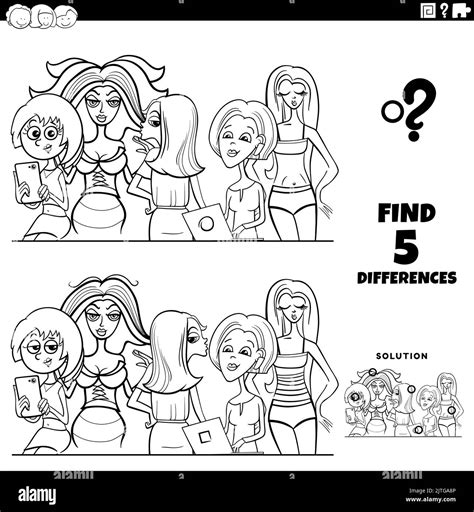 Dessin Animé Noir Et Blanc Illustration De Trouver Les Différences