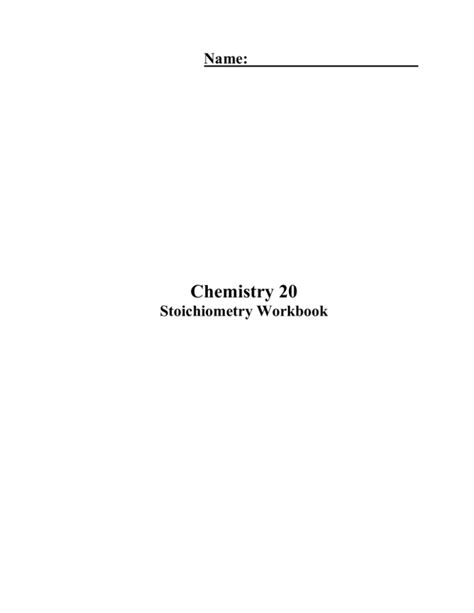 Chemistry Stoichiometry Workbook High School Exercises