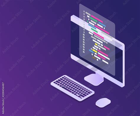 Software Programming Coding Concept Code With Computer Mornitor Stock Vector Adobe Stock